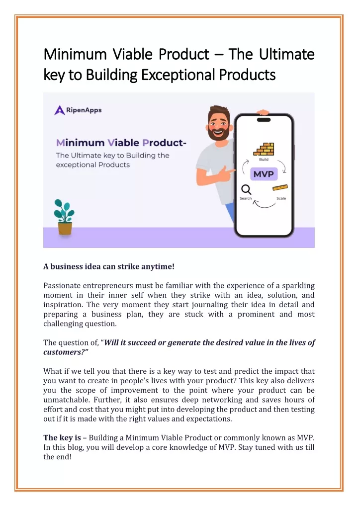 PPT - Minimum Viable Product – The Ultimate key to Building Exceptional ...