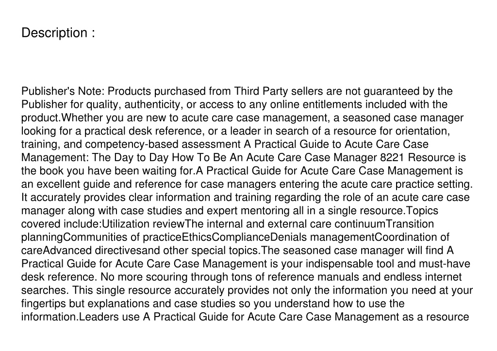 PPT - (PDF)FULL DOWNLOAD A Practical Guide to Acute Care Case ...