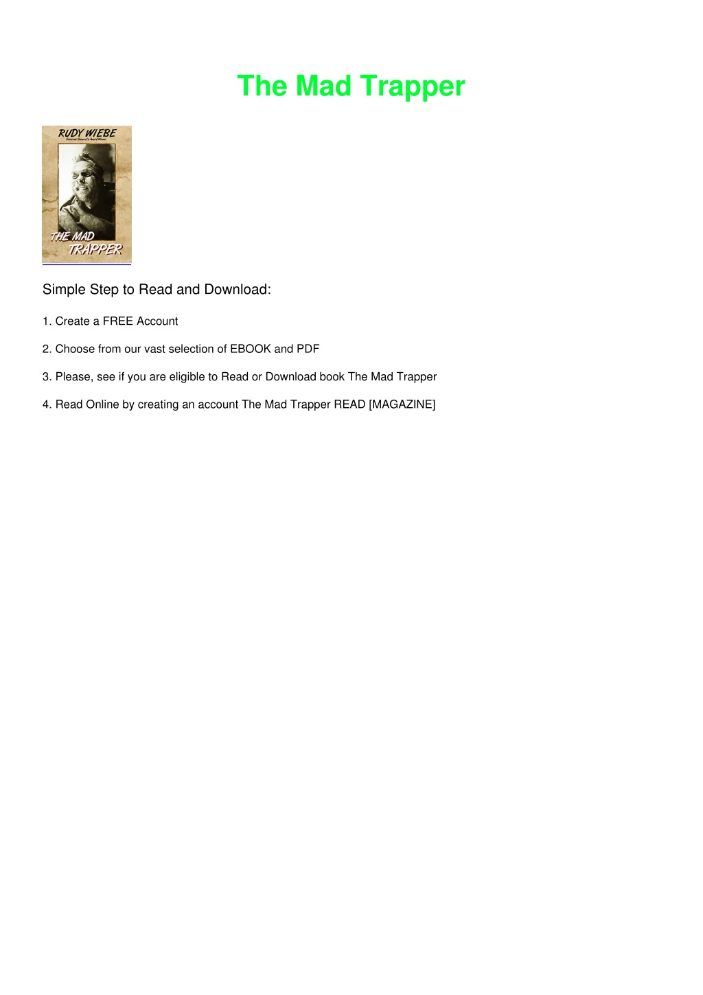 PPT - DOWNLOAD/PDF The Mad Trapper PowerPoint Presentation, free ...