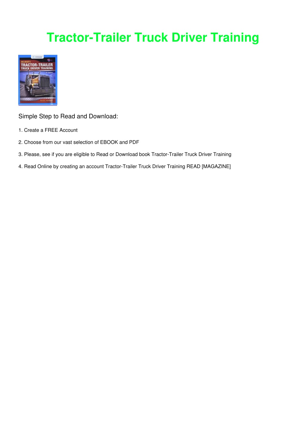 PPT - _PDF_ Tractor-Trailer Truck Driver Training PowerPoint ...