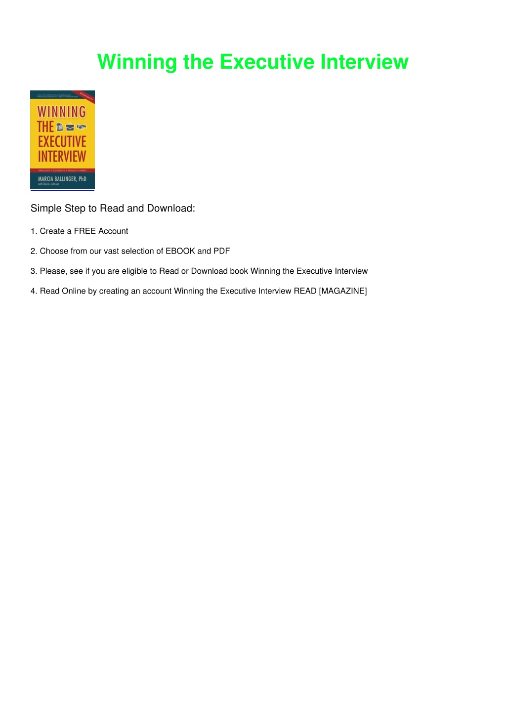 PPT - $PDF$/READ/DOWNLOAD Winning the Executive Interview PowerPoint ...