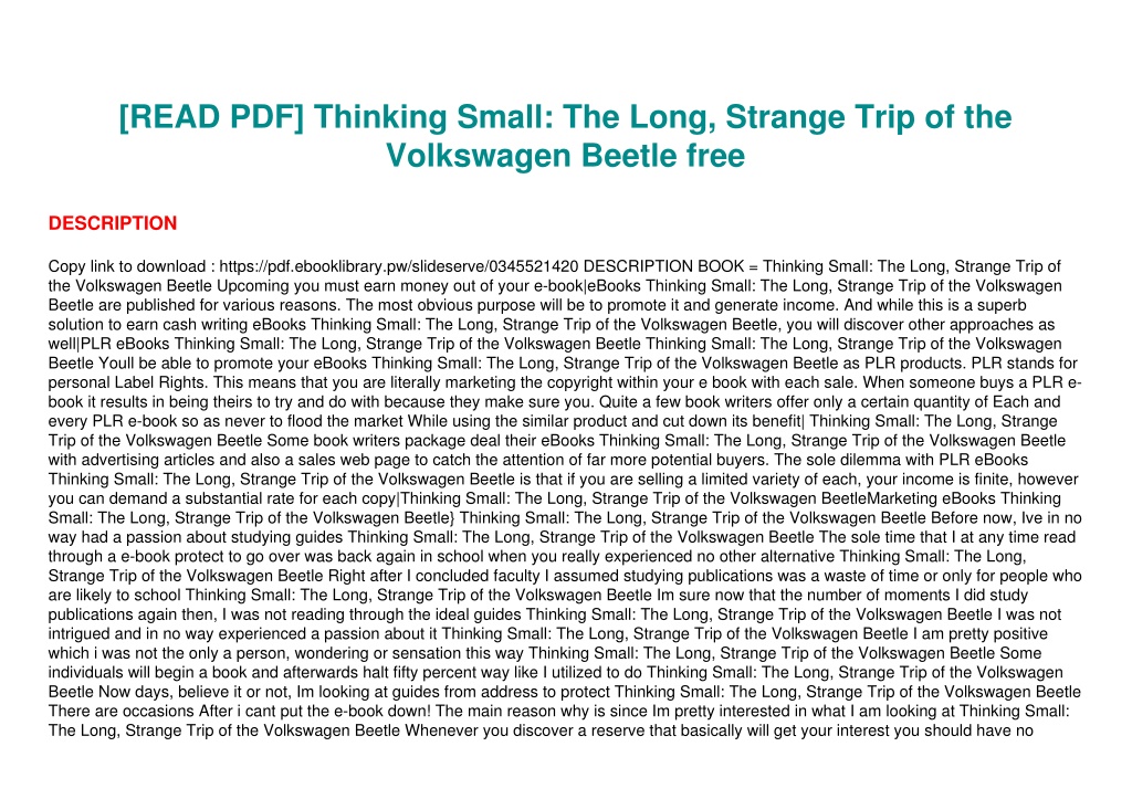PPT - [READ PDF] Thinking Small: The Long, Strange Trip of the ...