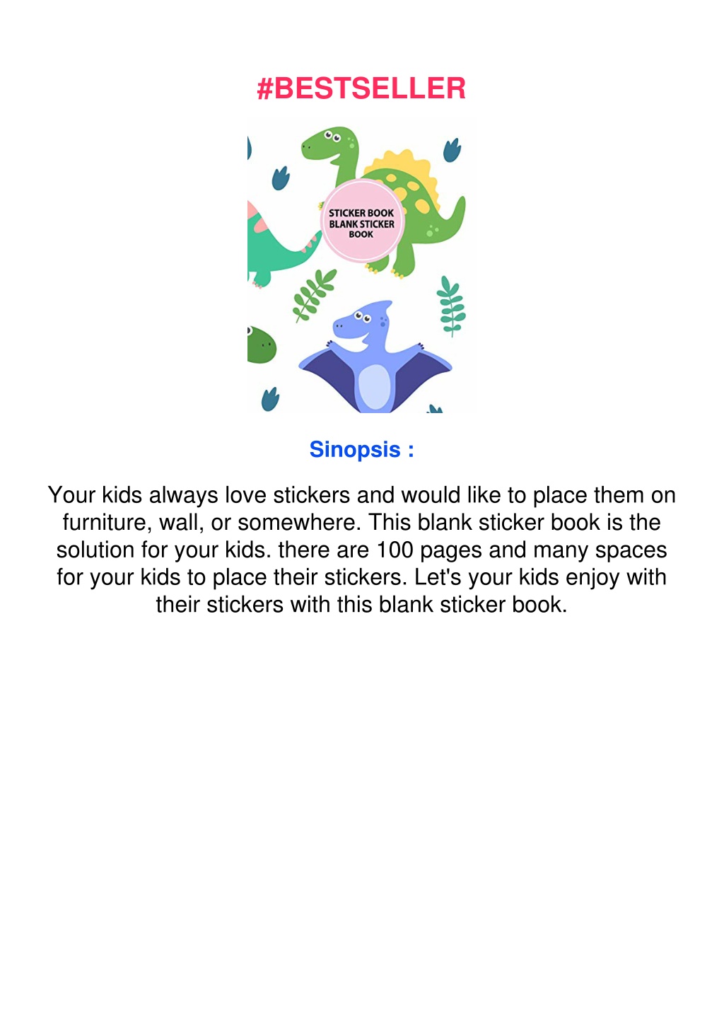 PPT - [ebook] download Sticker Book: Blank Sticker Dinosaur Themed 100 ...