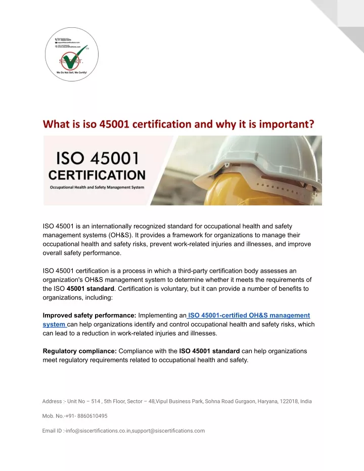 PPT - What is ISO 45001 certification and why it is important ...