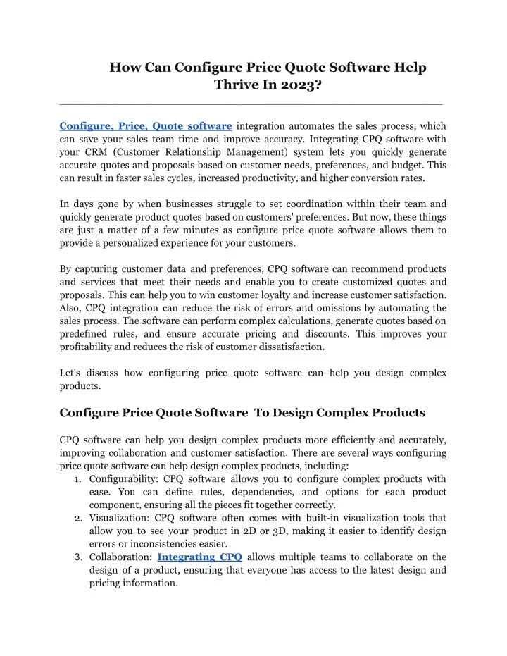 PPT - How Can Configure Price Quote Software Help Thrive In 2023 ...