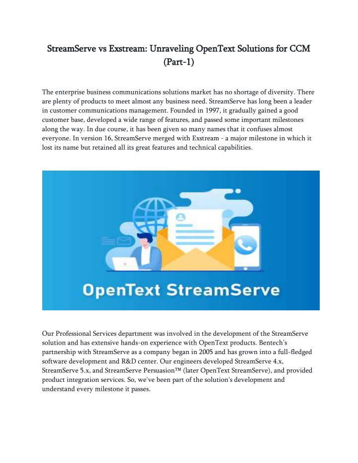 PPT - StreamServe VS Exstream Unraveling OpenText Solutions for CCM (Part-1) PowerPoint ...