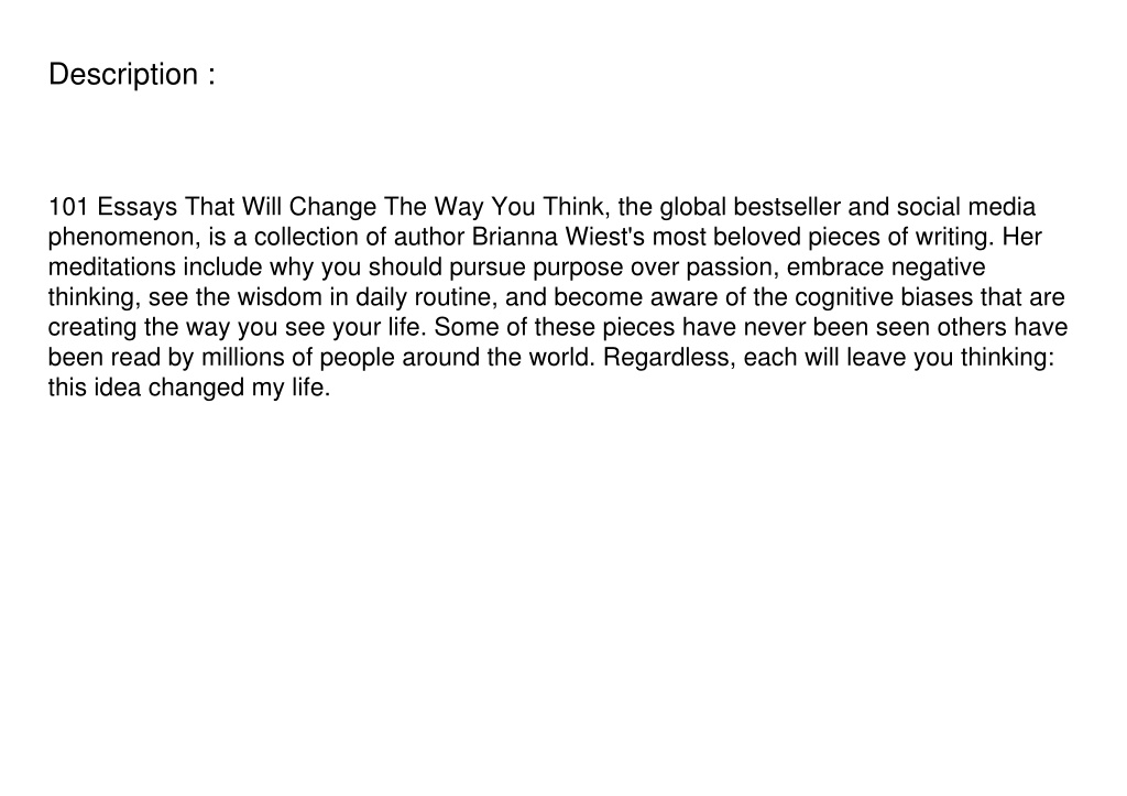 PPT - READ EBOOK [PDF] 101 Essays That Will Change The Way You Think ...