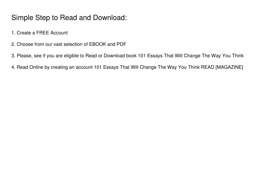 PPT - READ EBOOK [PDF] 101 Essays That Will Change The Way You Think ...