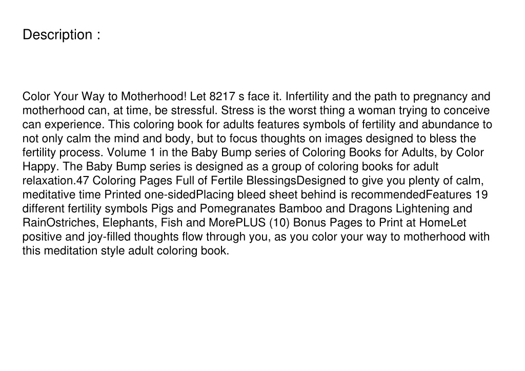PPT - READ ONLINE Fertility Symbols: A Coloring Book for Adults (Baby ...