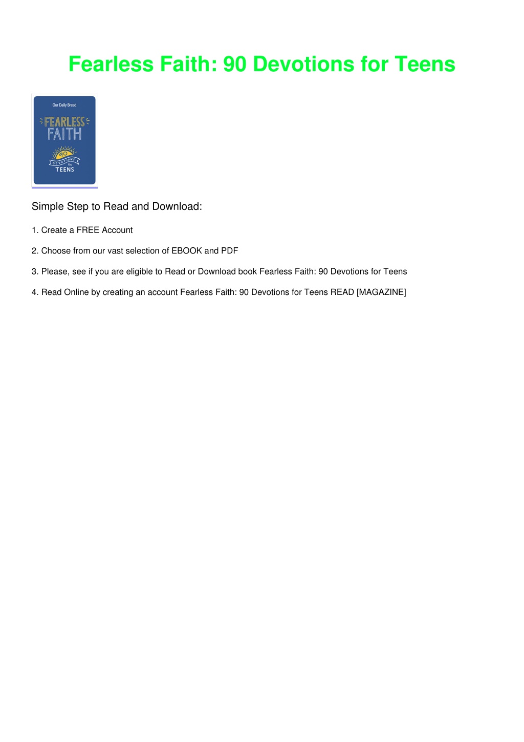 PPT - (PDF/DOWNLOAD) Fearless Faith: 90 Devotions for Teens PowerPoint ...