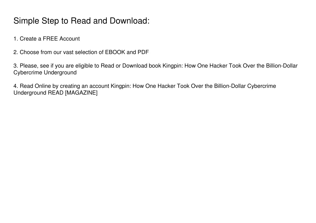 PPT - ‹download› free (pdf) Kingpin: How One Hacker Took Over the ...