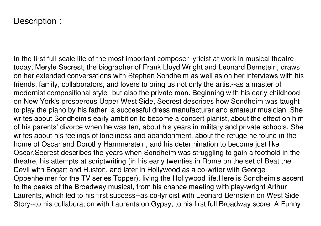 PPT - full ‹download› (pdf) Stephen Sondheim: A Life PowerPoint ...