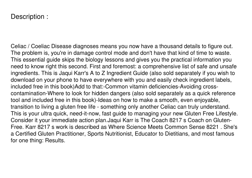 PPT ebook download Celiac Disease Safe Unsafe Food List And