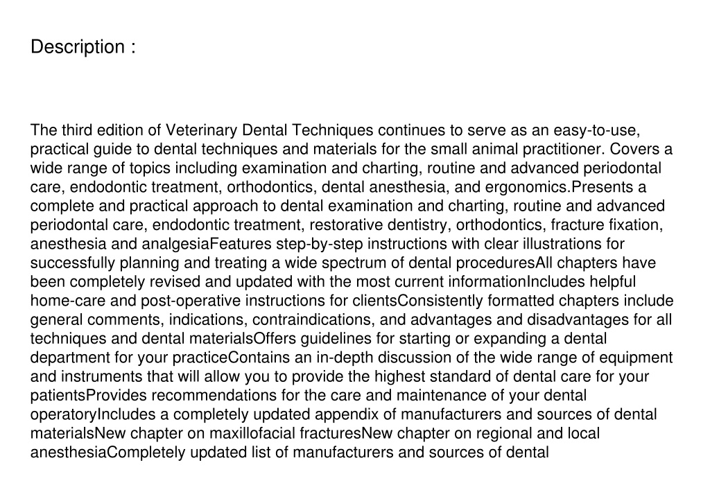 PPT - get (pdf) ‹download› Veterinary Dental Techniques for the Small ...
