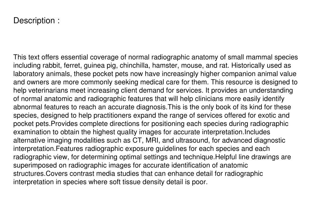 PPT - (pdf)full ‹download› Radiology of Rodents, Rabbits and Ferrets ...