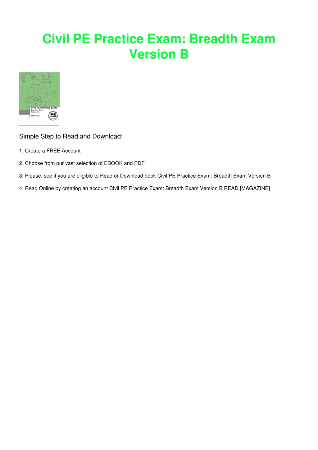PPT - DOWNLOAD/PDF Civil PE Practice Exam: Breadth Exam Version B ...