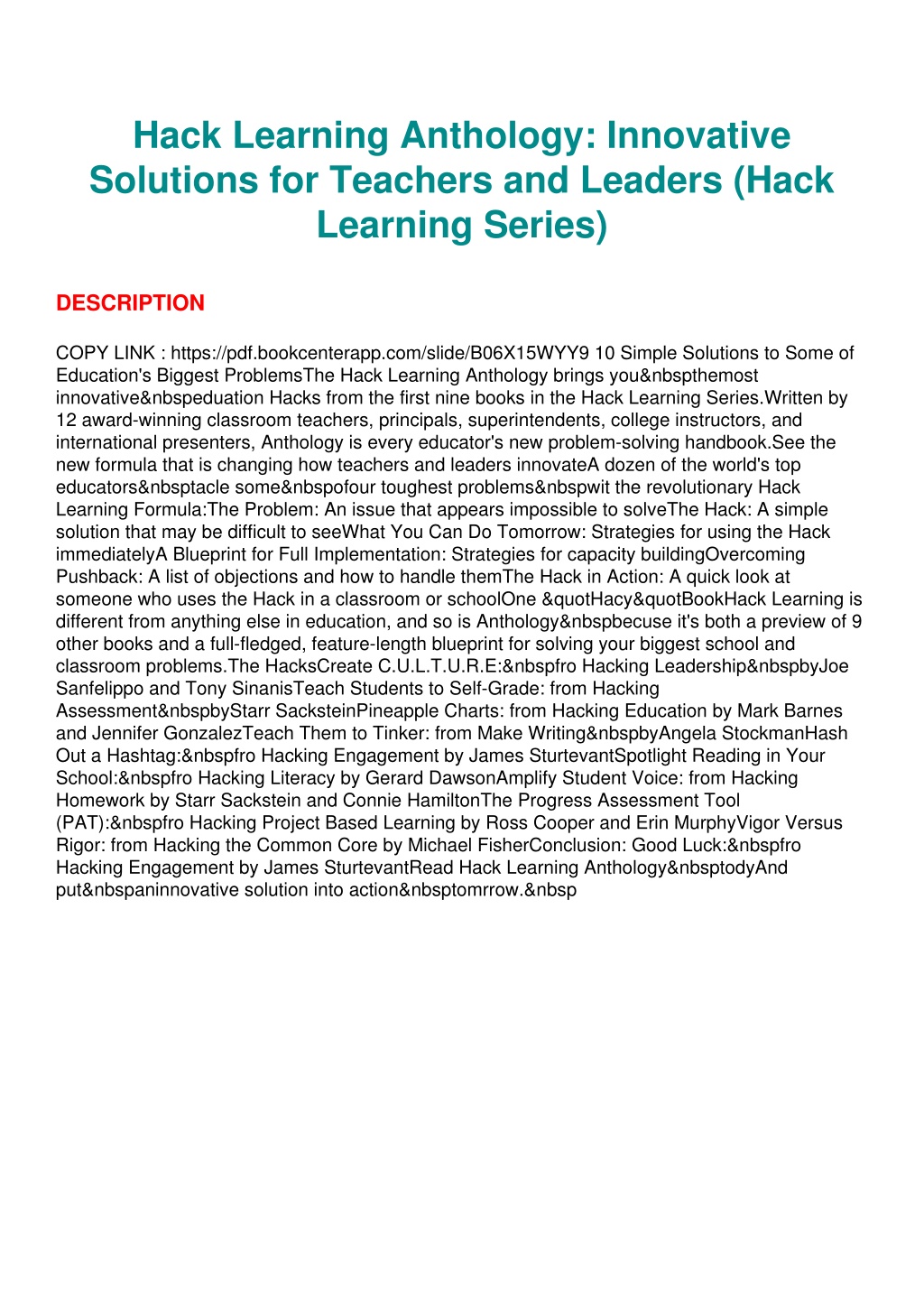 PPT - _PDF_ Hack Learning Anthology: Innovative Solutions for Teachers ...