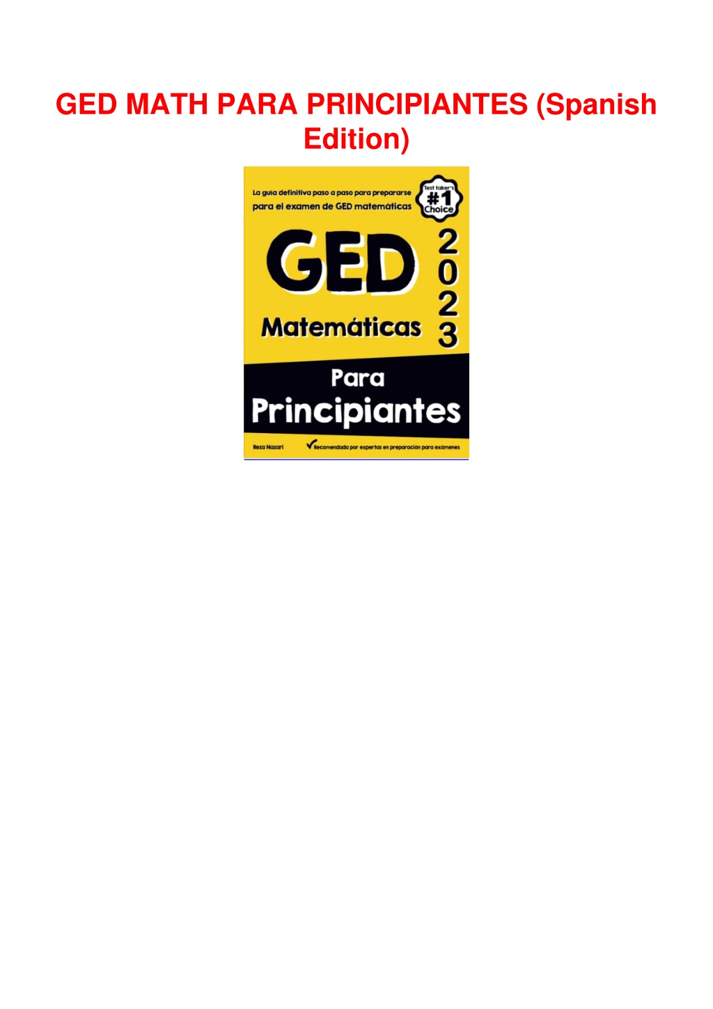 PPT - $PDF$/READ/DOWNLOAD GED MATH PARA PRINCIPIANTES (Spanish Edition ...