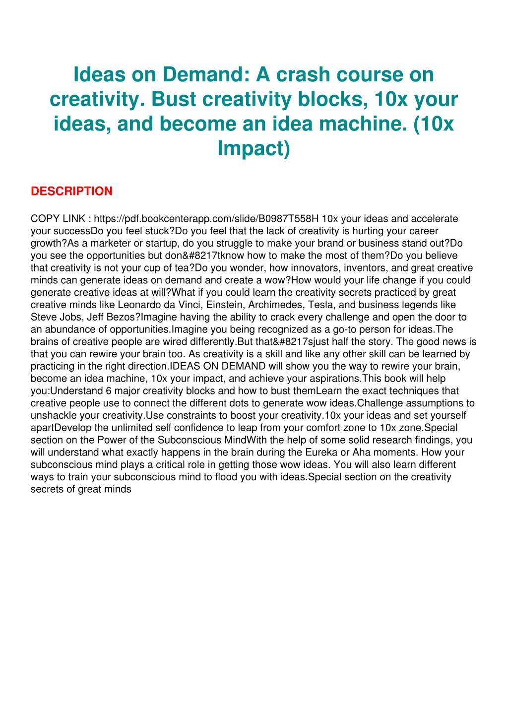 PPT - PDF/BOOK Ideas on Demand: A crash course on creativity. Bust ...