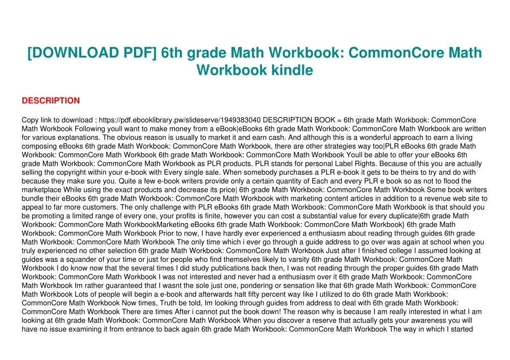PPT - [DOWNLOAD PDF] 6th grade Math Workbook: CommonCore Math Workbook ...