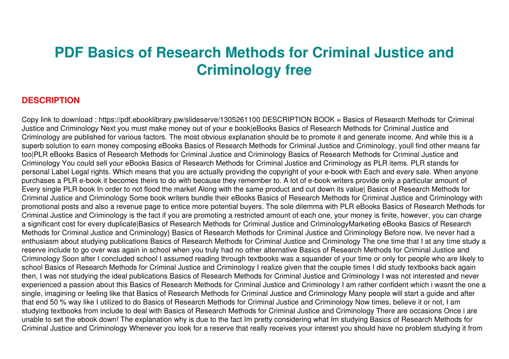PPT - PDF Basics of Research Methods for Criminal Justice and ...