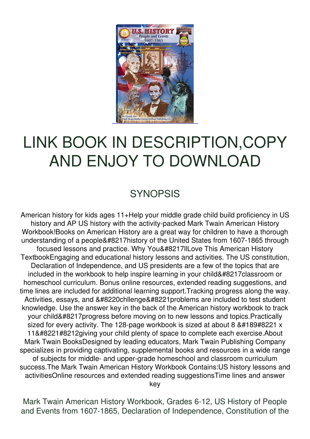 PPT - [epub] ‹download› Mark Twain American History Workbook, Grades 6 ...