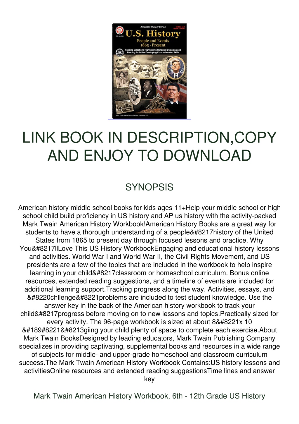 PPT - [pdf] ‹download› Mark Twain American History Workbook, 6th - 12th ...