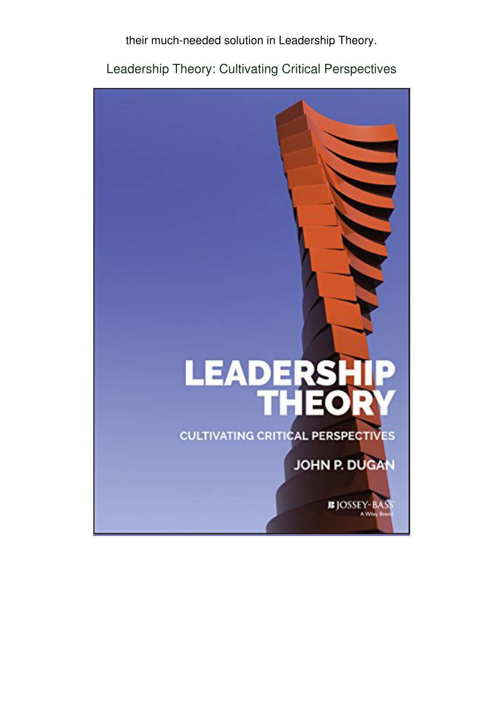 PPT - (pdf)full ‹download› Leadership Theory: Cultivating Critical ...