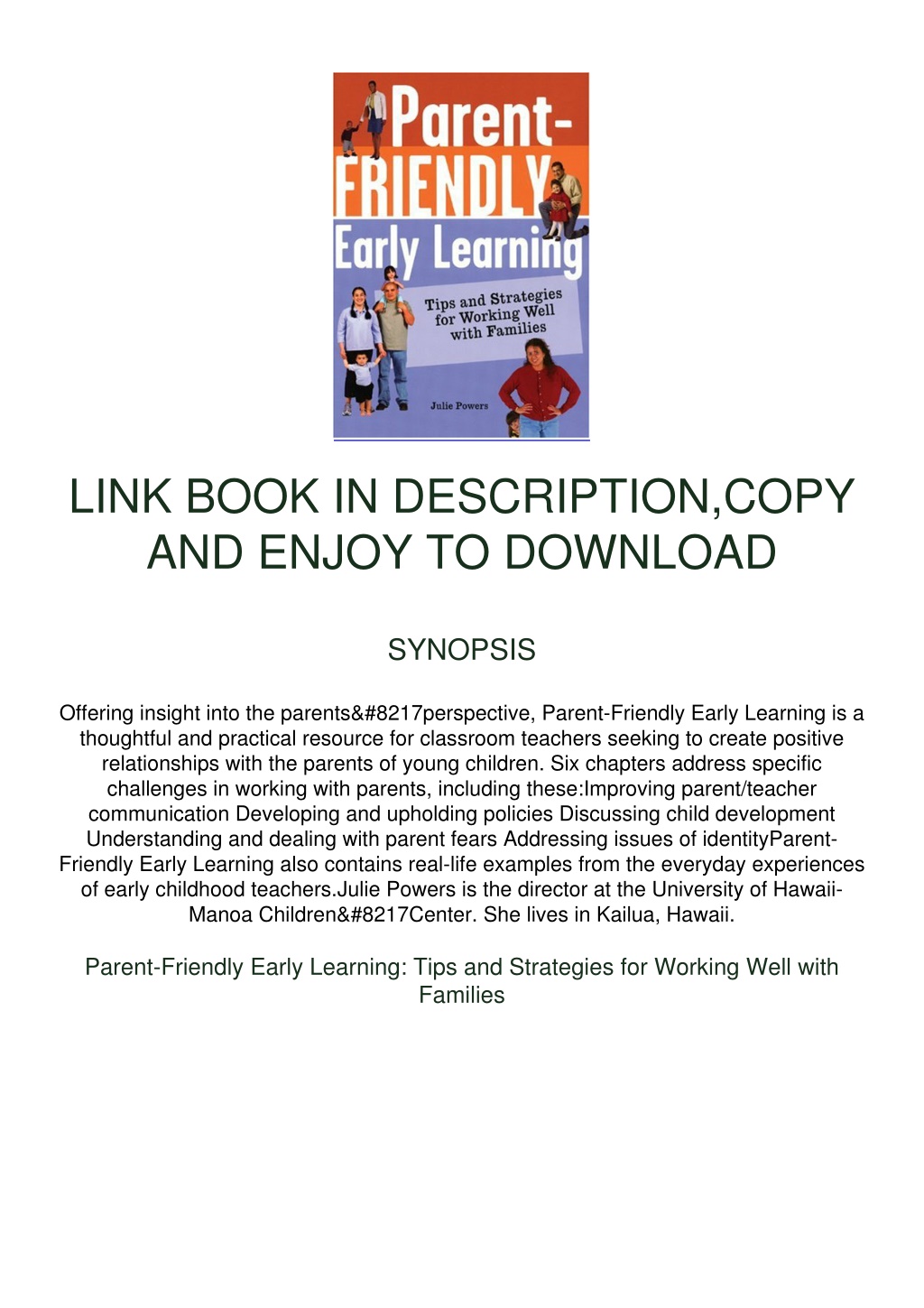 PPT - >> DOWNLOAD >> Parent-Friendly Early Learning: Tips and ...