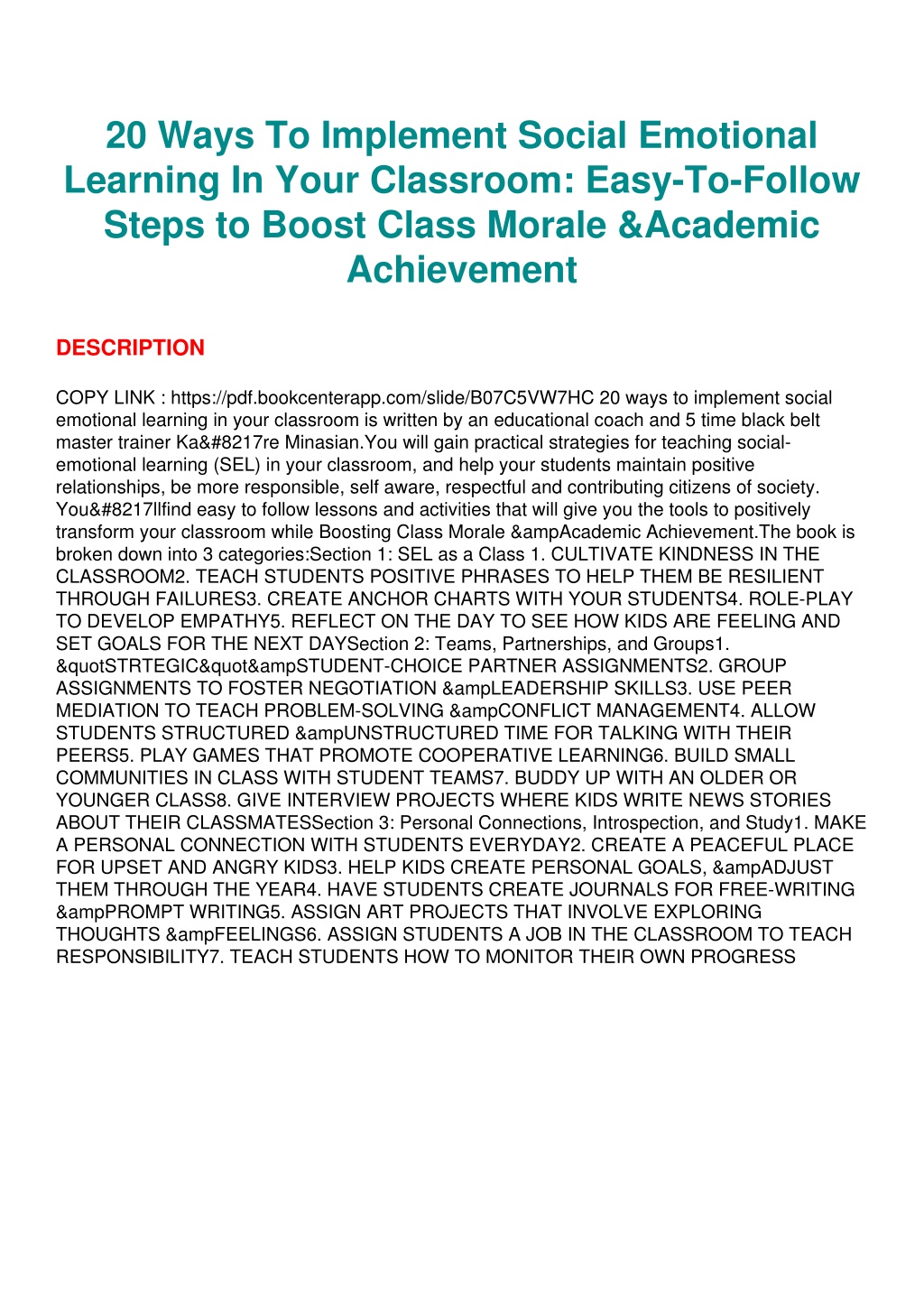 PPT - _PDF_ 20 Ways To Implement Social Emotional Learning In Your ...