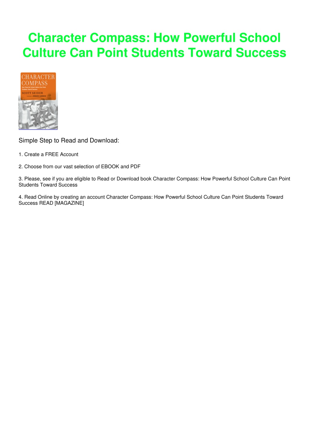PPT - _PDF_ Character Compass: How Powerful School Culture Can Point ...