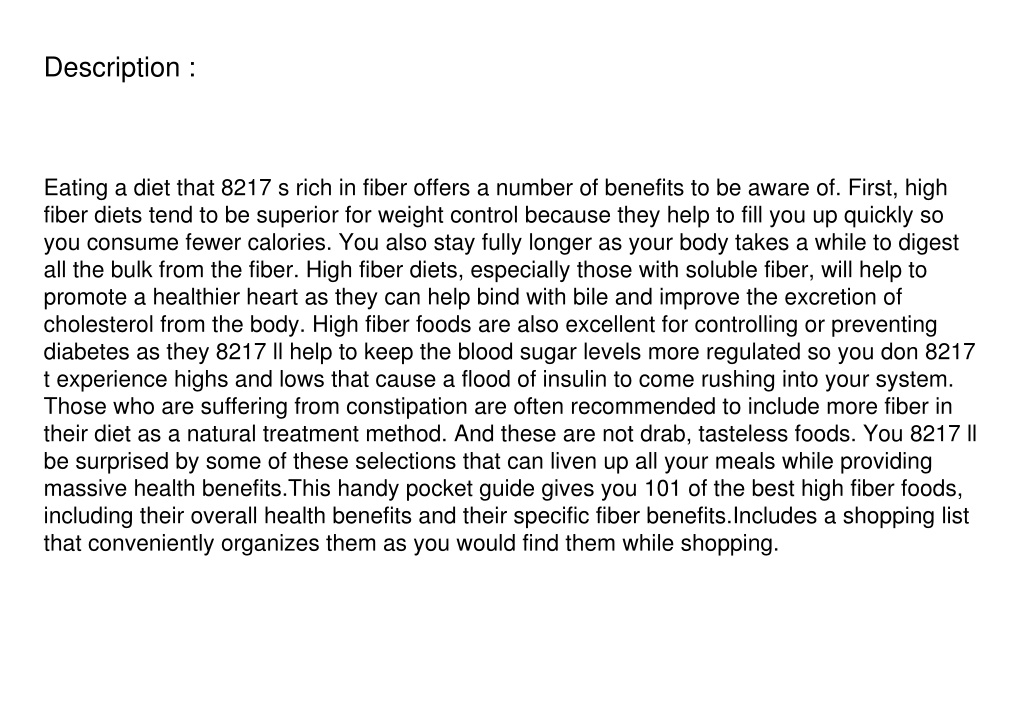 PPT - [pdf] ‹download› High Fiber Diet: The 101 Best High Fiber Foods ...