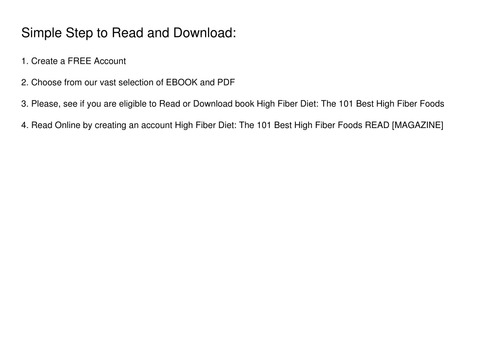 PPT - [pdf] ‹download› High Fiber Diet: The 101 Best High Fiber Foods ...