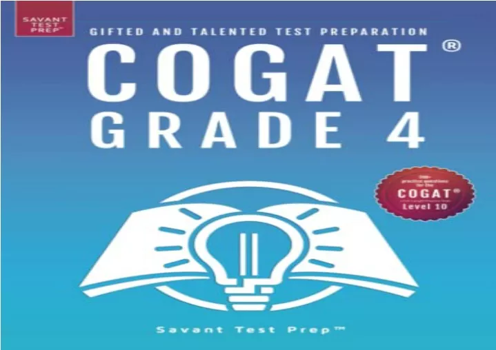 PPT - (PDF BOOK) COGAT Grade 4 Test Prep: Gifted and Talented Test ...