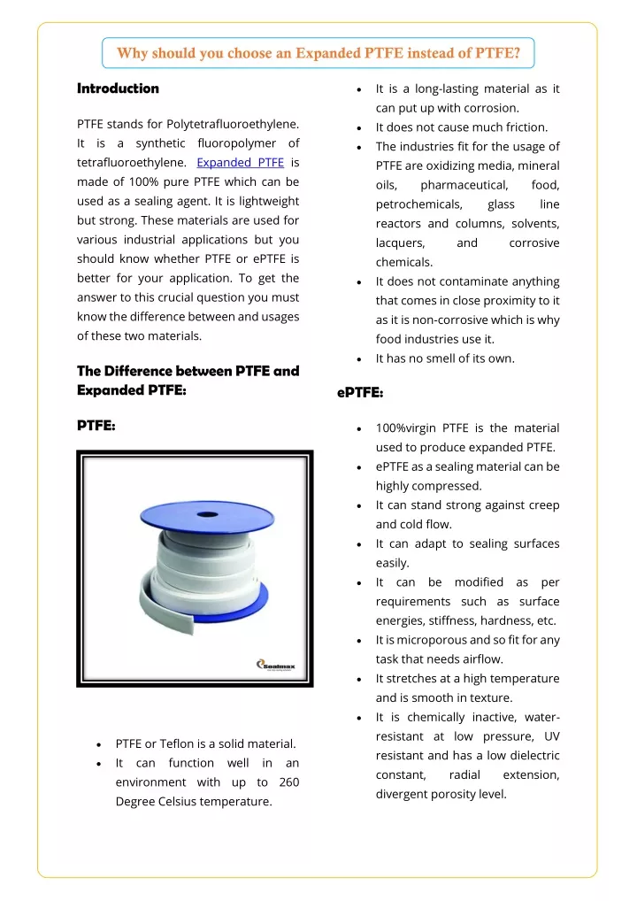 PPT - Why should you choose an Expanded PTFE instead of PTFE ...