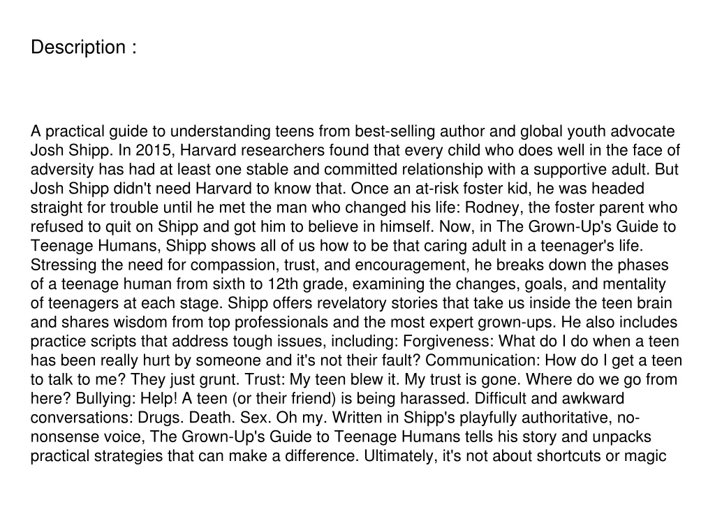 PPT - Download The Grown-Up's Guide to Teenage Humans: How to Decode ...