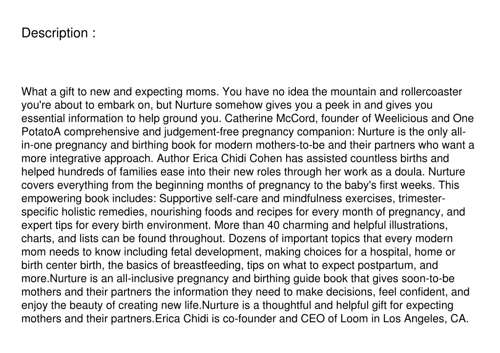 PPT - PDF Nurture: A Modern Guide to Pregnancy, Birth, Early Motherhood ...