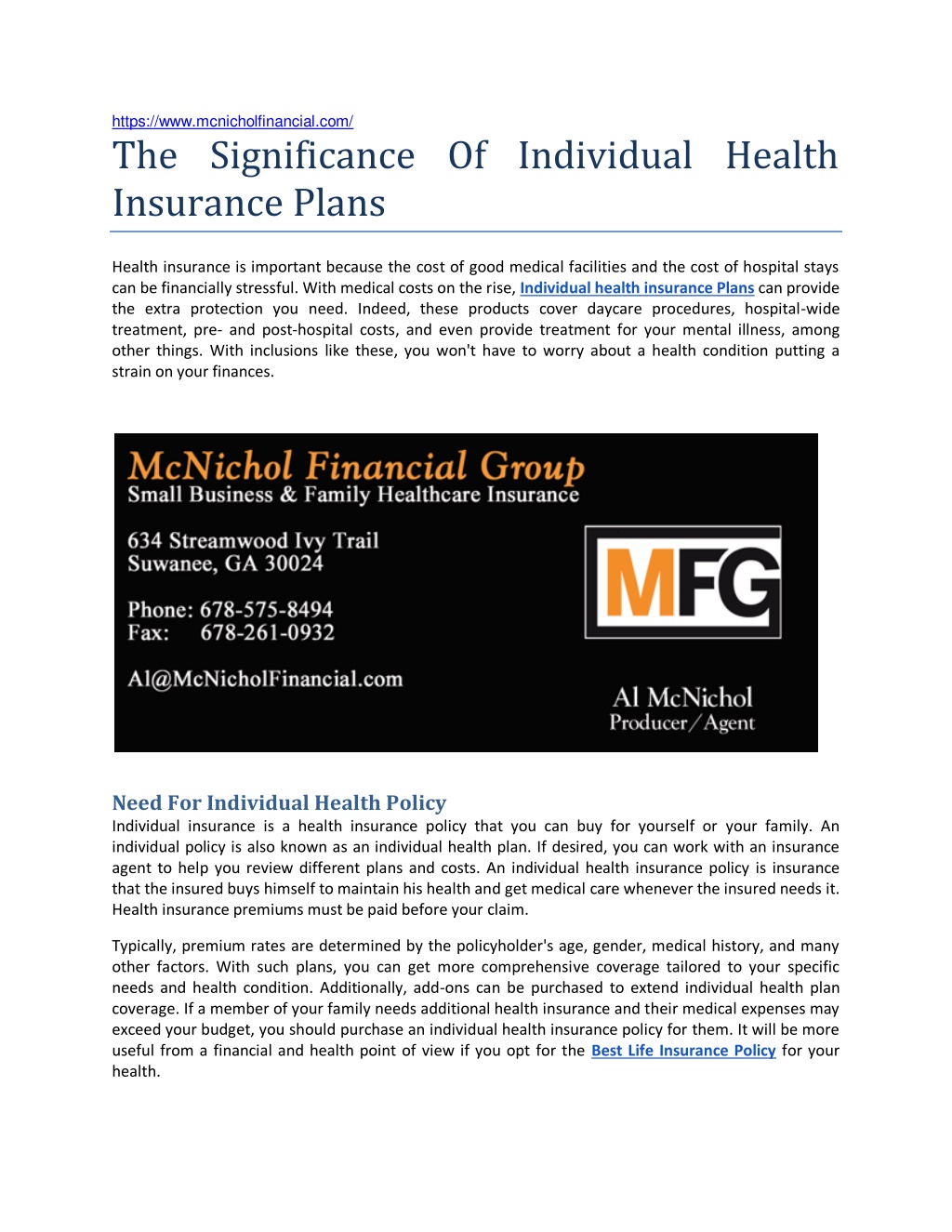 PPT - The Significance Of Individual Health Insurance Plans PowerPoint ...
