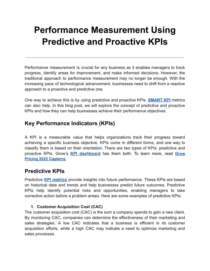 PPT - Performance Measurement Using Predictive and Proactive KPIs PowerPoint Presentation - ID ...