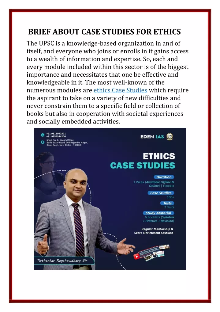 PPT - BRIEF ABOUT CASE STUDIES FOR ETHICS PowerPoint Presentation, free ...