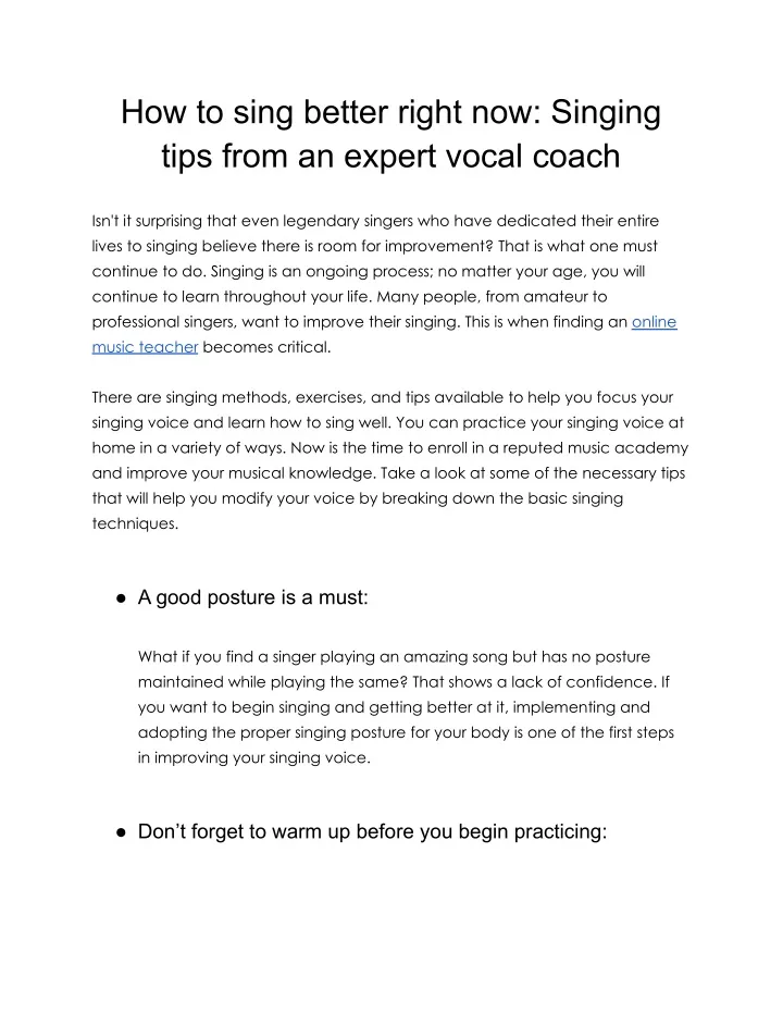 PPT - How to sing better right now: Singing tips from an expert vocal ...