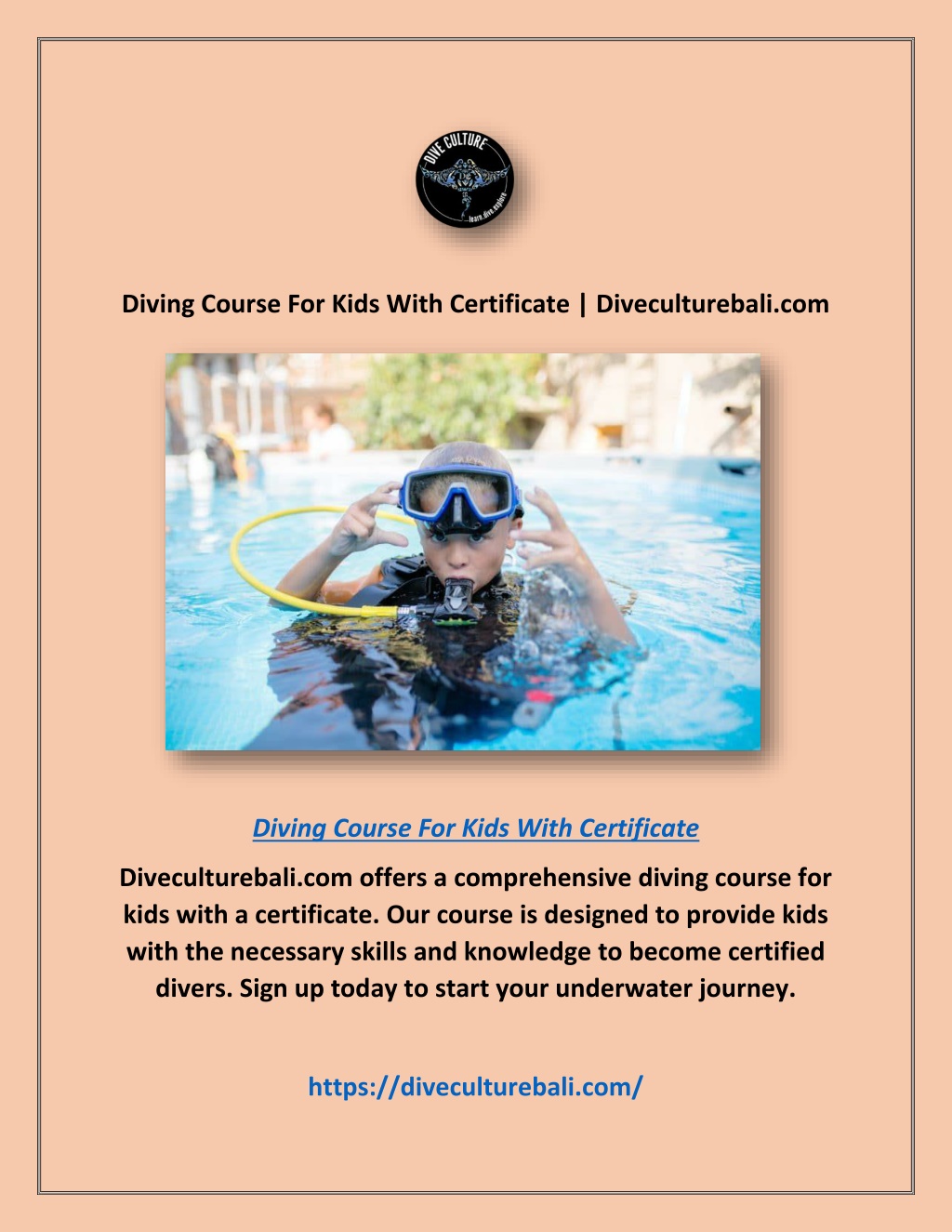 PPT - Diving Course For Kids With Certificate | Diveculturebali.com ...