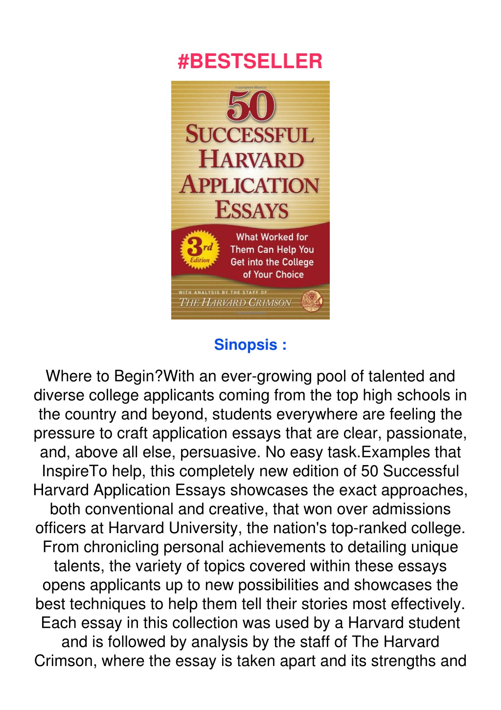 PPT - download 50 Successful Harvard Application Essays, Third Edition ...