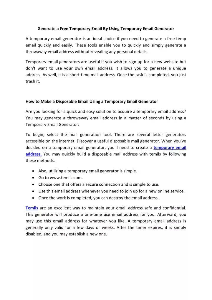 PPT - Generate a Free Temporary Email By Using Temporary Email ...