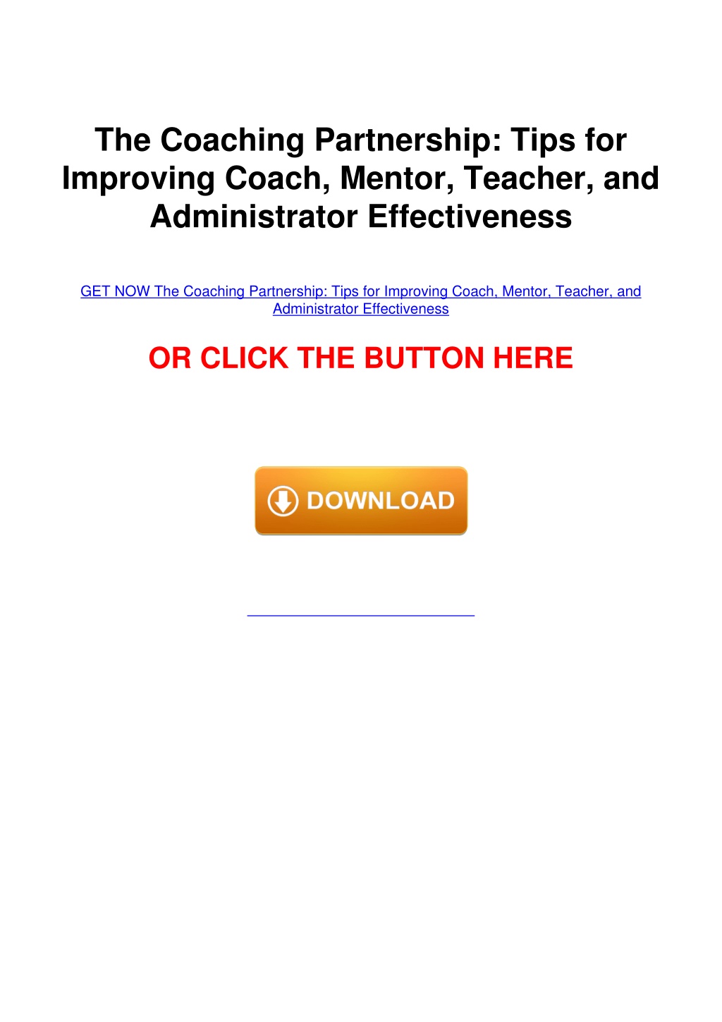 PPT - _PDF_ The Coaching Partnership: Tips for Improving Coach, Mentor ...