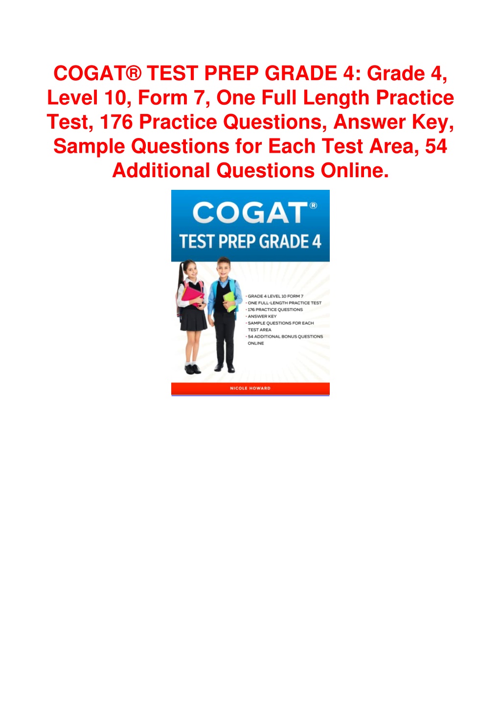 PPT - DOWNLOAD/PDF COGAT® TEST PREP GRADE 4: Grade 4, Level 10, Form 7 ...