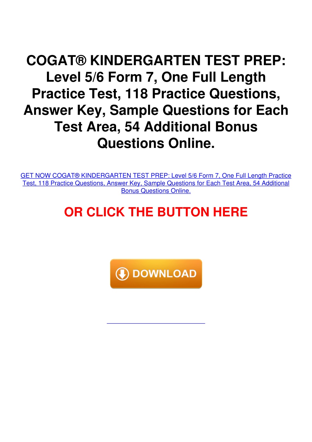 PPT - (PDF/DOWNLOAD) COGAT® KINDERGARTEN TEST PREP: Level 5/6 Form 7 ...