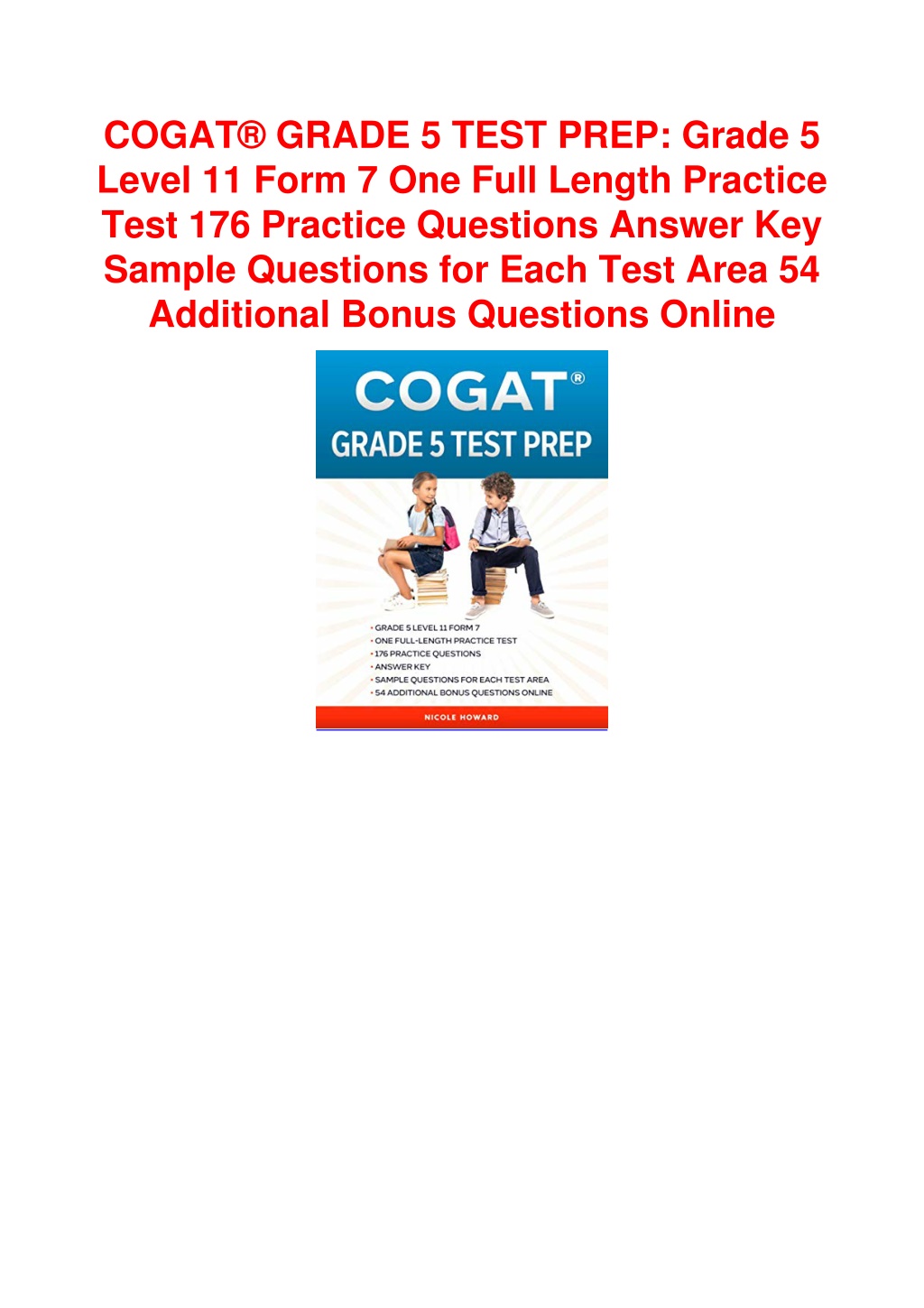 PPT - PDF/READ COGAT® GRADE 5 TEST PREP: Grade 5 Level 11 Form 7 One ...