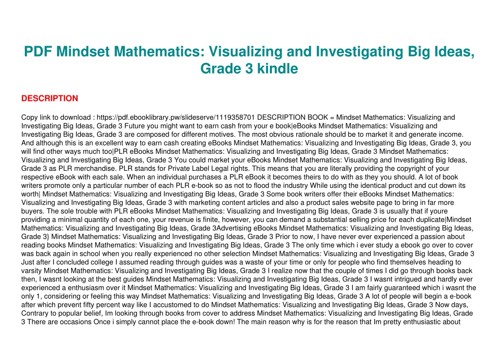 PPT - PDF Mindset Mathematics: Visualizing and Investigating Big Ideas ...