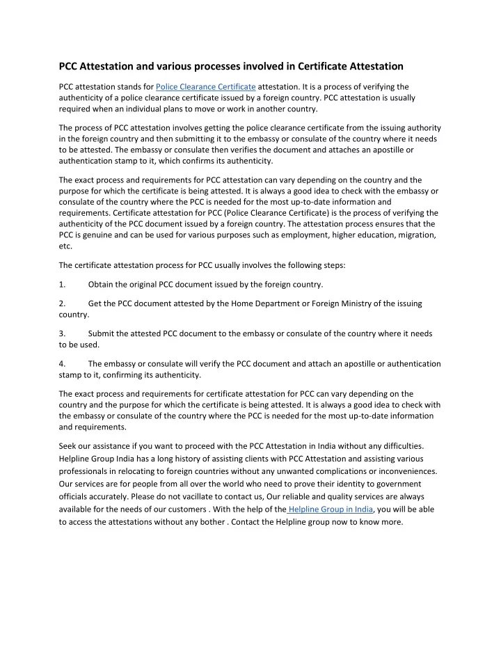 PPT - PCC Attestation and various processes involved in Certificate ...